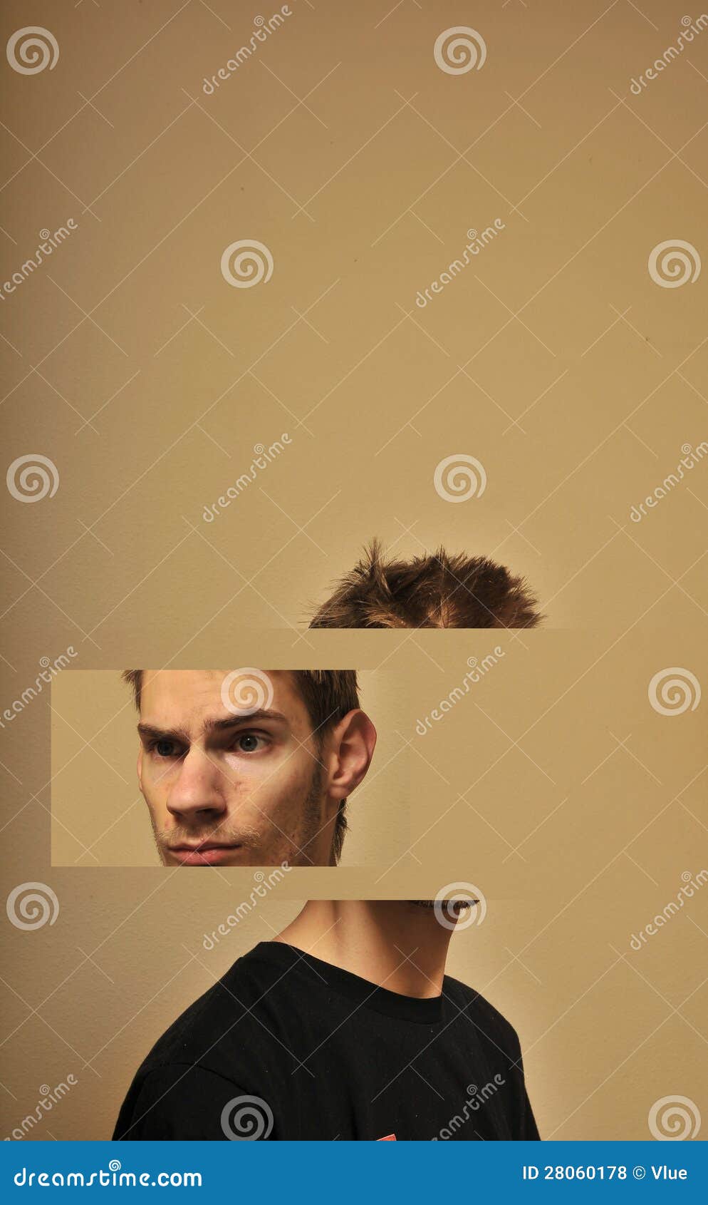 Divided Head of a Young Man Stock Photo - Image of obsession, adult ...