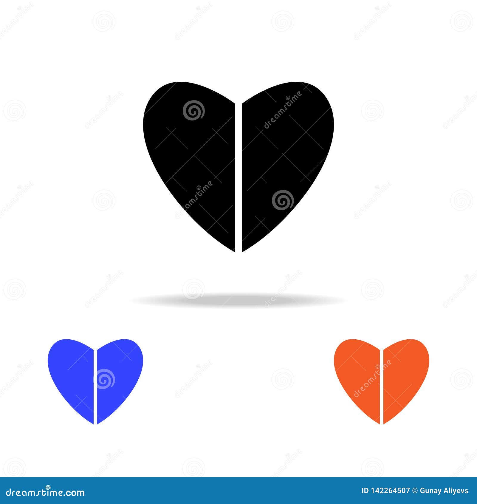 Divided Heart Icon. Elements of Simple Web Icon in Multi Color. Premium ...