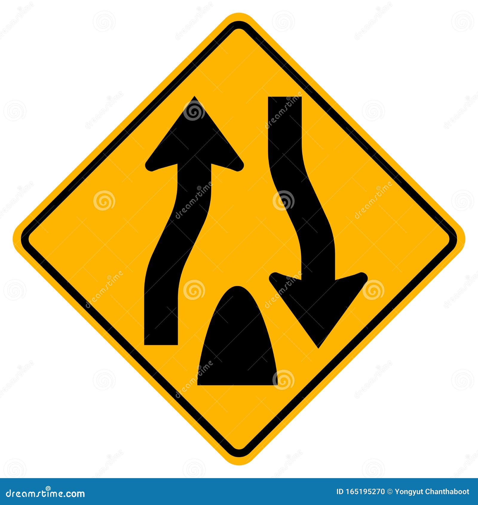Divided Highway Ends Traffic Road Sign,Vector Illustration, Isolate on ...