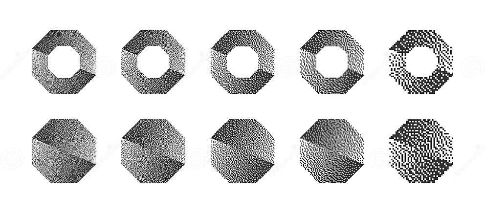 Divided Octagon Various Resolution of Bitmap Dither Gradient Vector Set ...