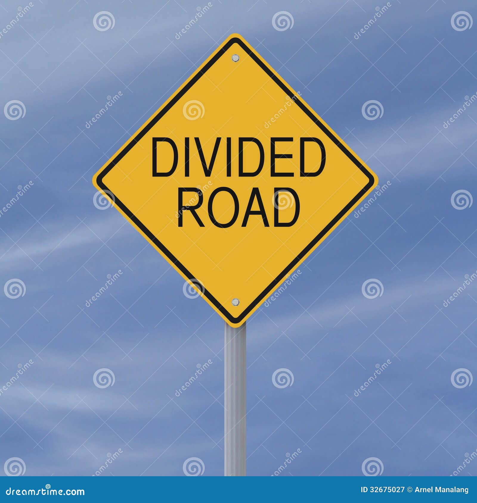 Divided Road stock image. Image of diamond, blue, warning - 32675027