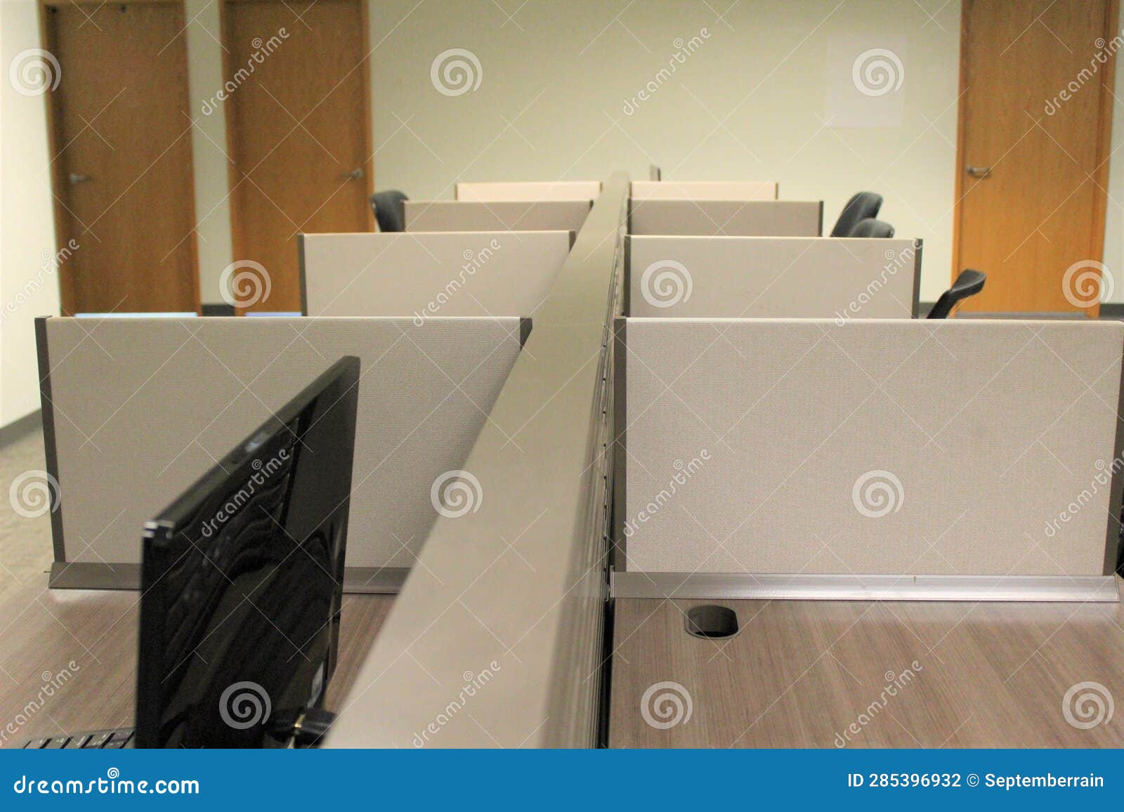 Divided Work Space in an Office Stock Photo - Image of blank, wooden ...