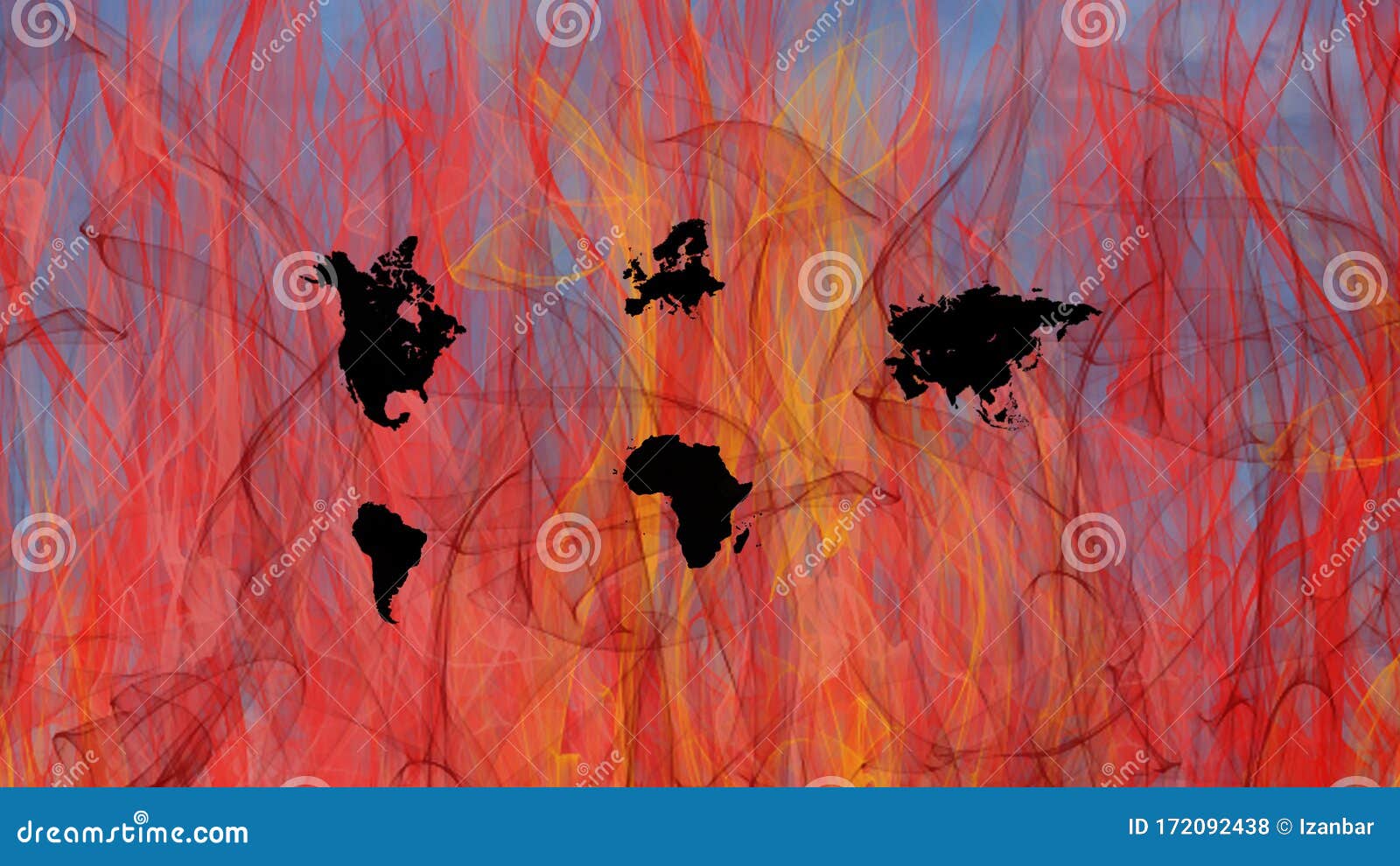 Divided world in flame stock illustration. Illustration of planet ...