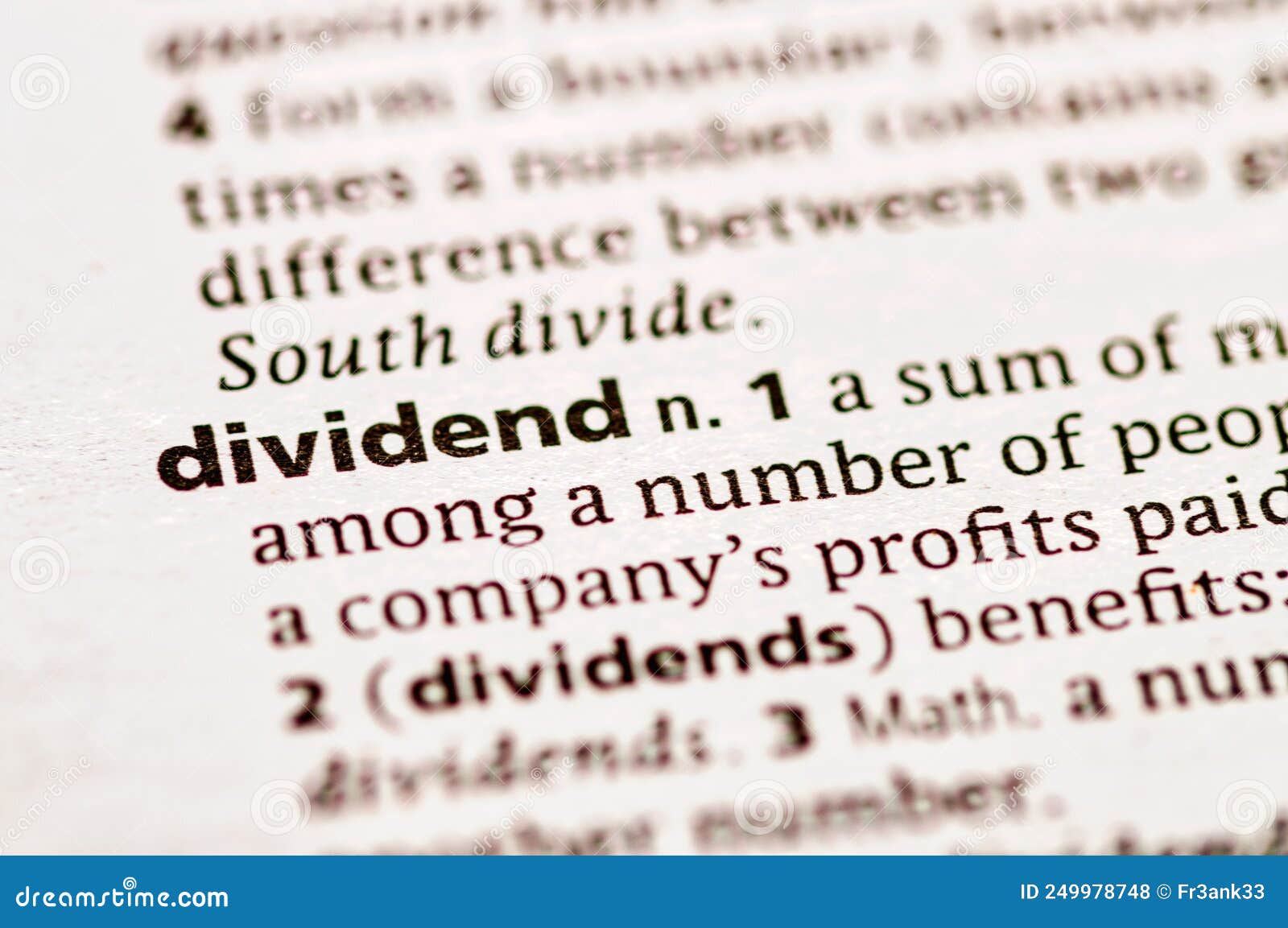Dividend stock photo. Image of dividend, close, word - 249978748