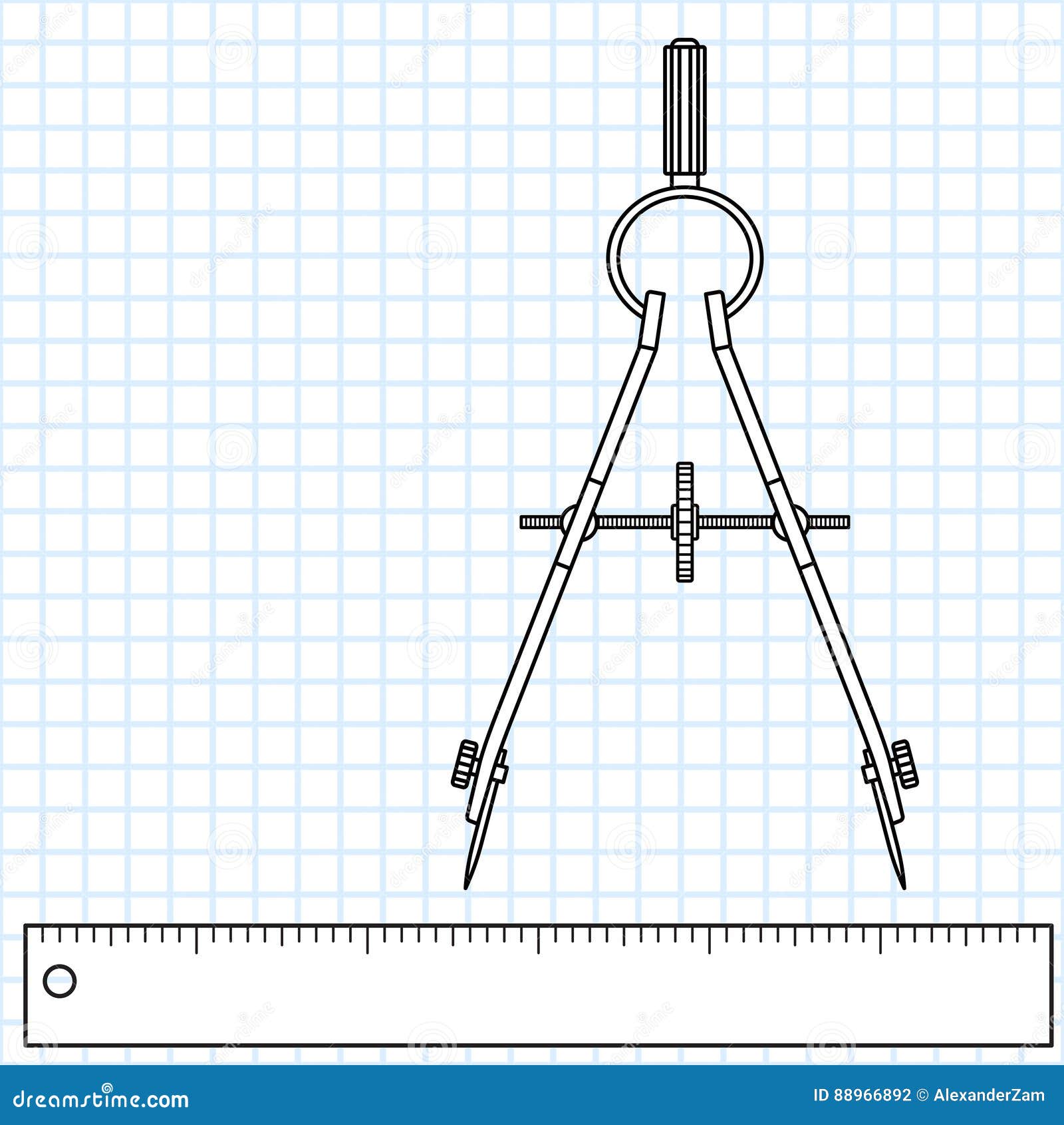 Divider compass and ruler stock vector. Illustration of grid - 88966892
