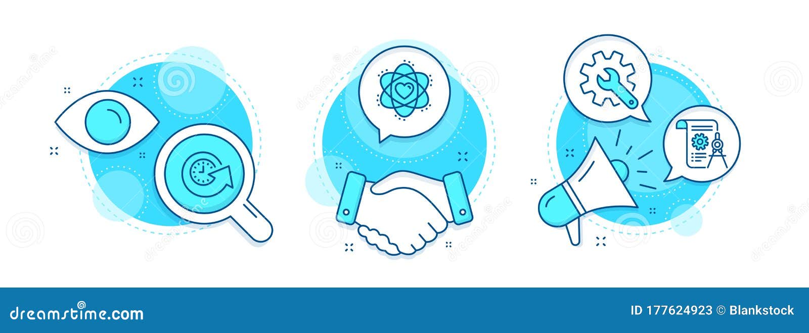 Divider Document, Update Time and Atom Icons Set. Customisation Sign ...