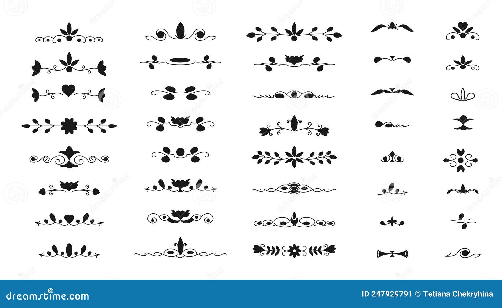Divider Ornate Classic Vintage Line Separator Set Stock Vector ...