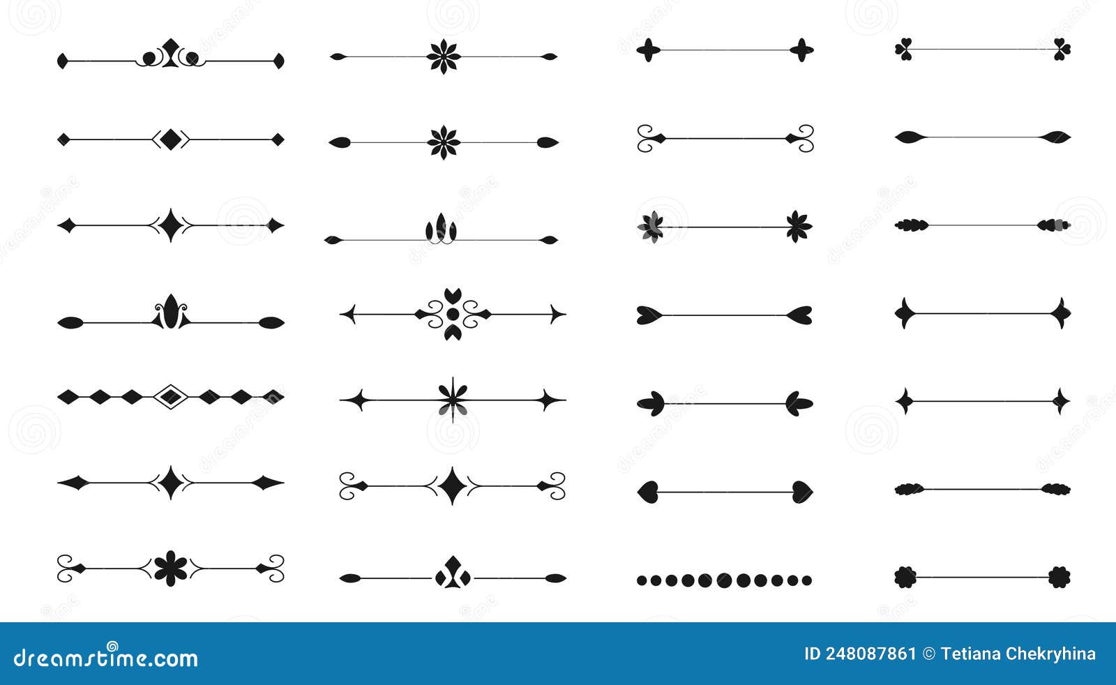 Divider Ornate Classic Vintage Line Separator Set Stock Vector ...