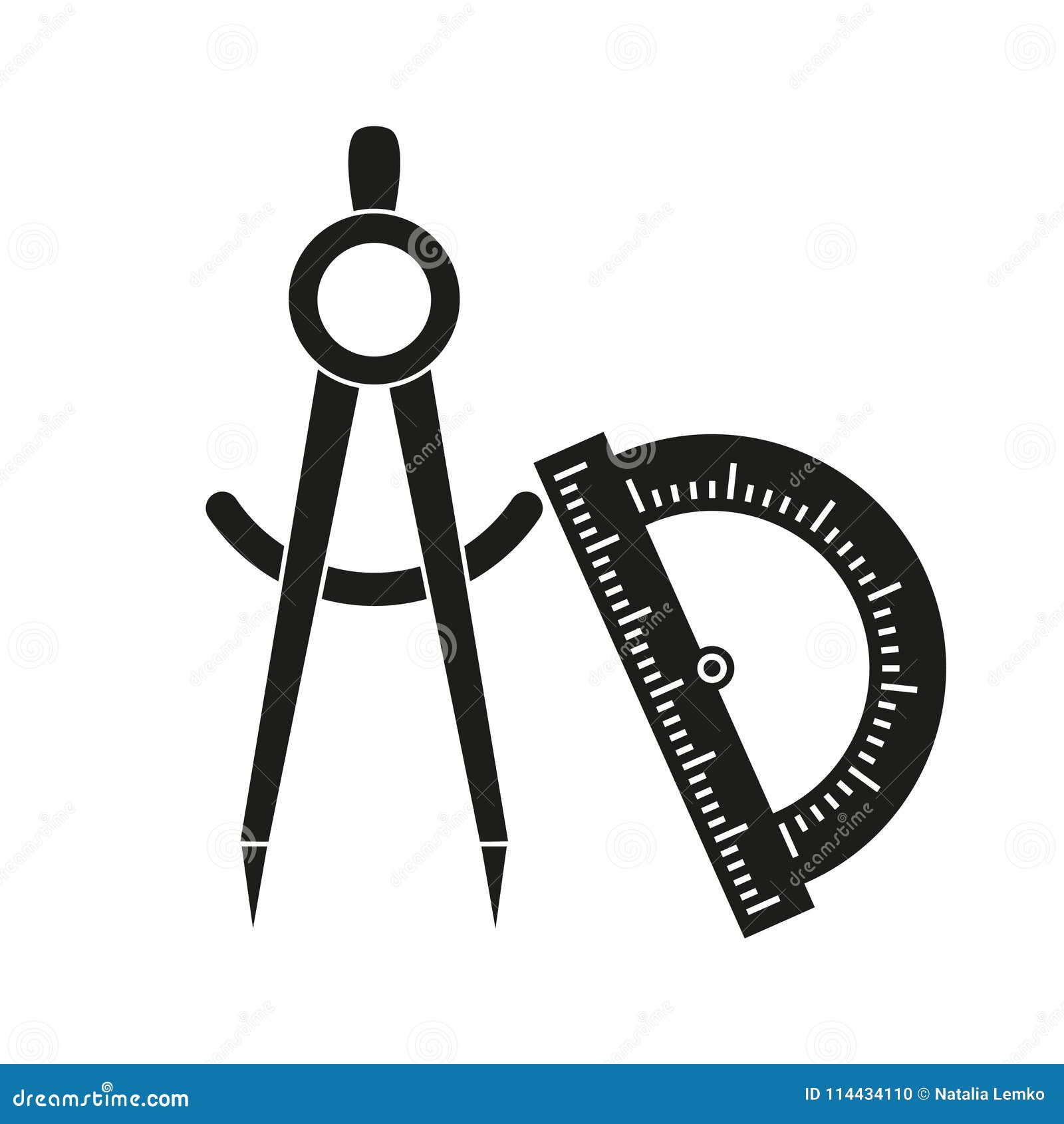 Protractor Black Icon. Angle Measurement. Geometry Tool Vector ...