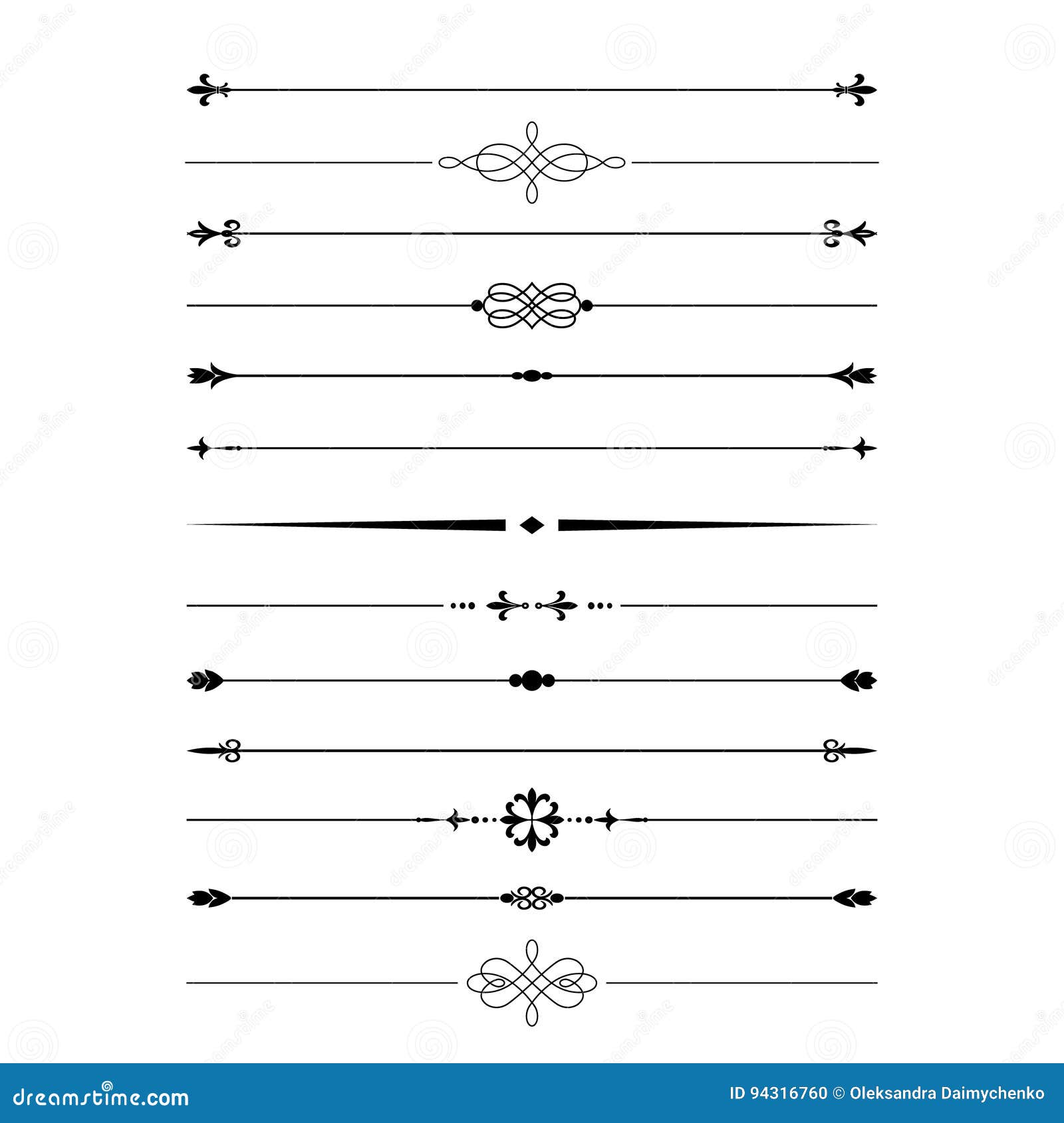 Divider Set Isolated on White. Stock Vector - Illustration of elegance ...