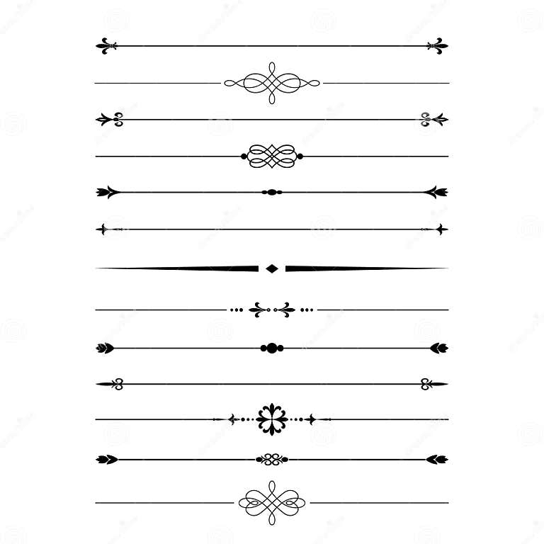 Divider Set Isolated on White. Stock Vector - Illustration of elegance ...