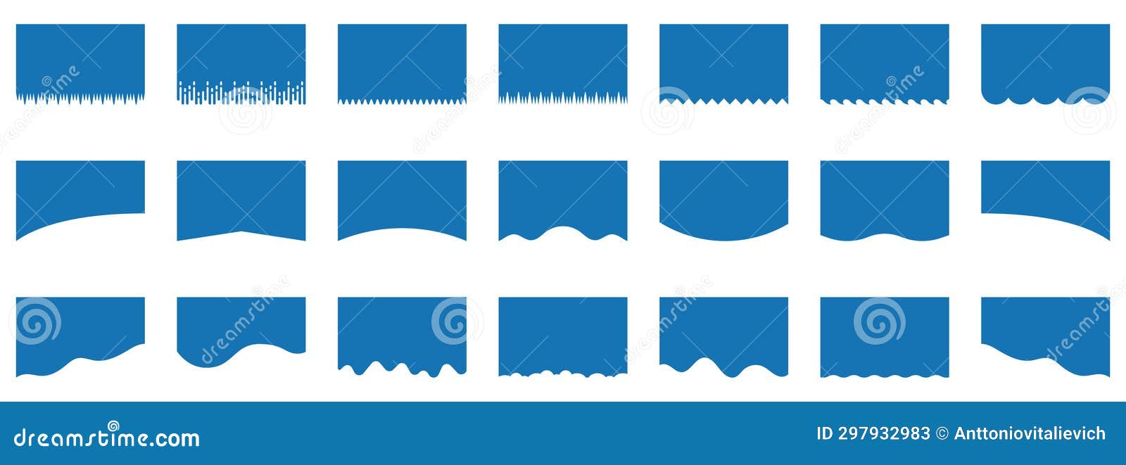 Divider Shape Set for Web Page Bottom Section or Website Top. Separator ...