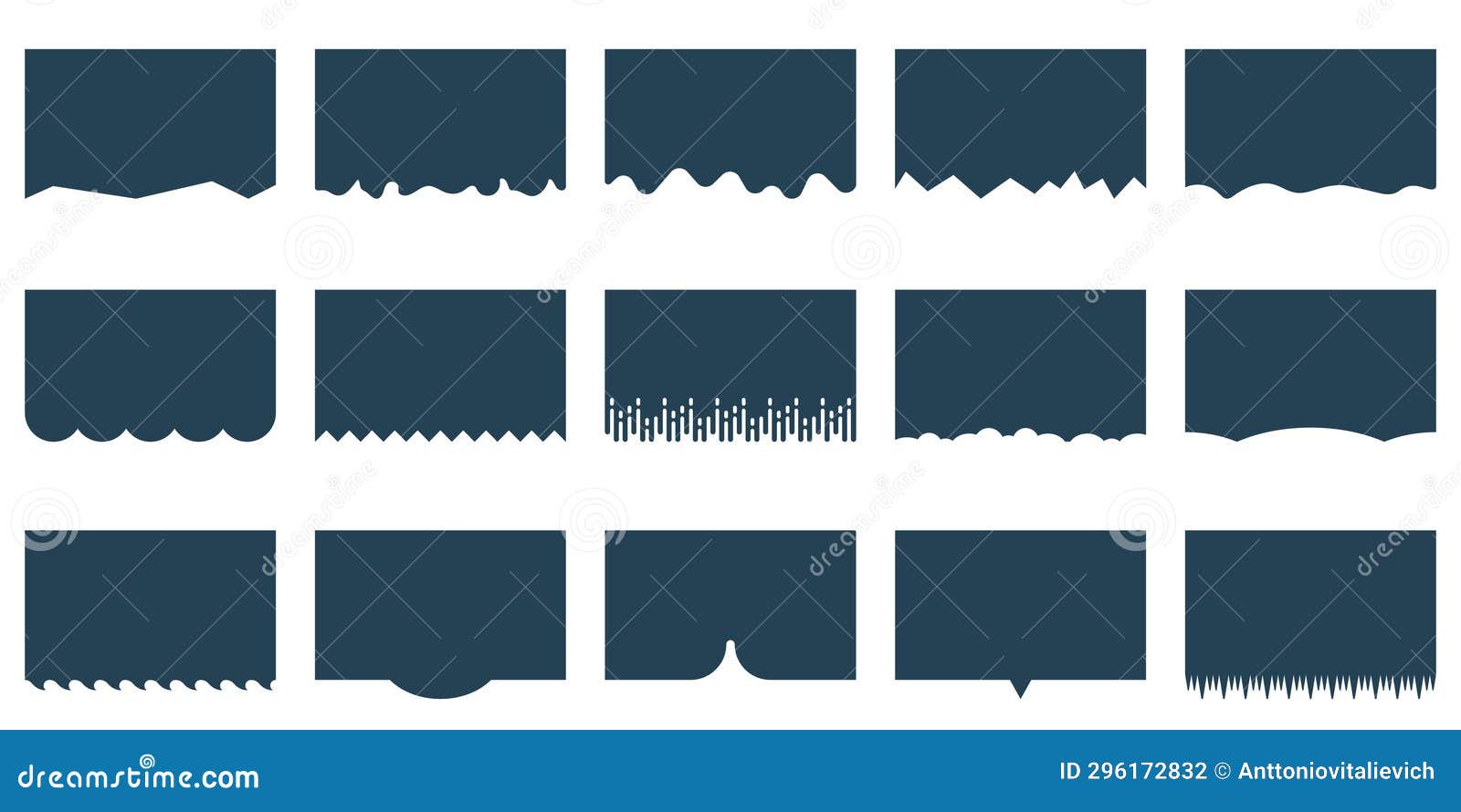 Divider Shape Set For Website Top Or Bottom Section. Separator For ...