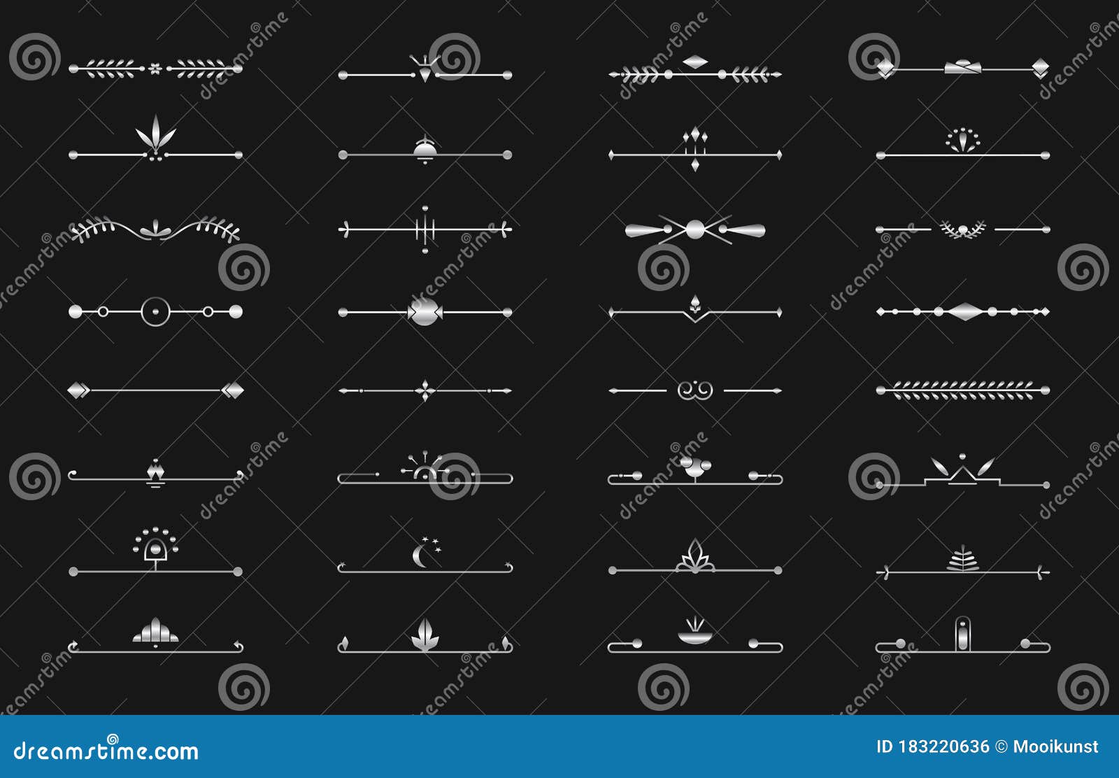 Divider Silver Line Set Art Deco Vector Page Text Stock Vector ...