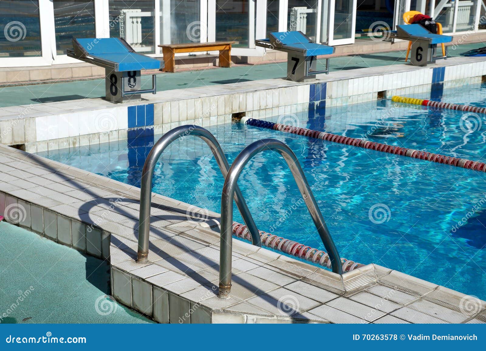 Dividers of Paths in the Big Swimming Pool Stock Photo - Image of heat ...