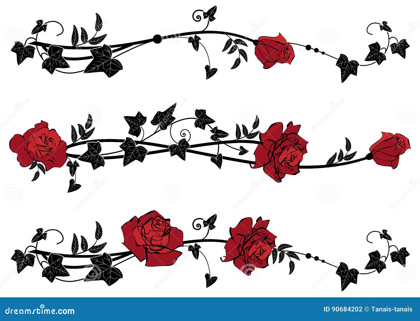 Dividers with Roses and Ivy Stock Vector - Illustration of nouveau ...