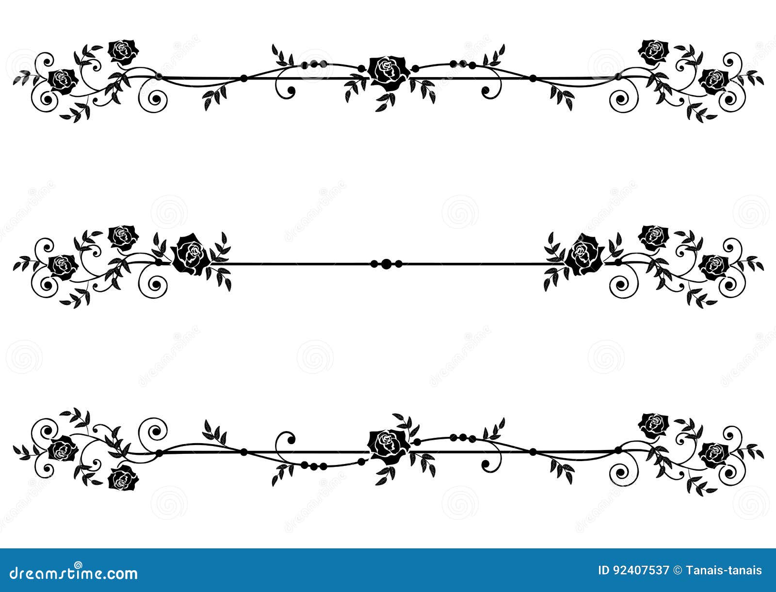 Dividers with roses stock vector. Illustration of silhouette - 92407537