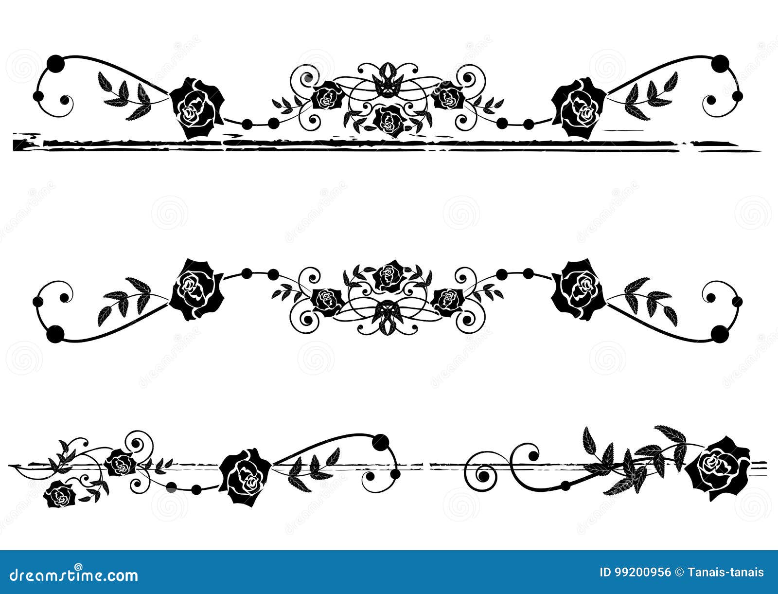 Dividers with roses stock vector. Illustration of divider - 99200956