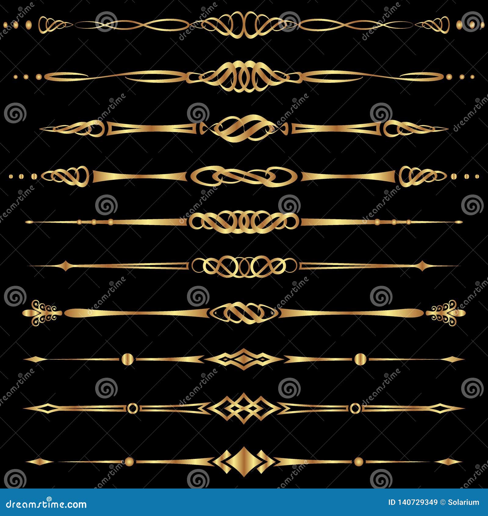Dividers stock vector. Illustration of ornate, gold - 140729349