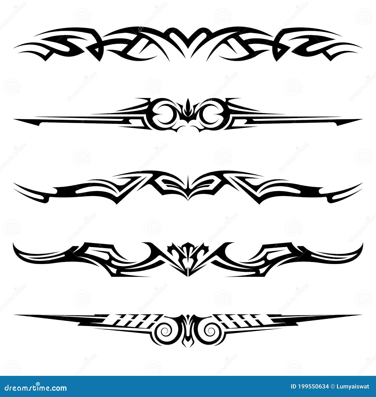 Dividers Tribal Tattoo Elements Vector Stock Vector - Illustration of ...