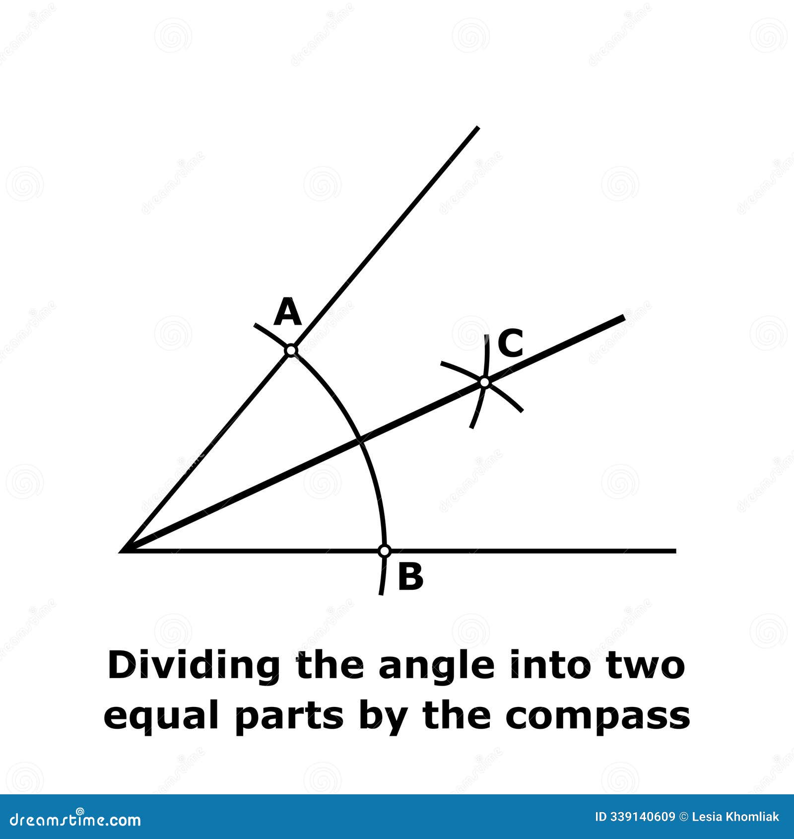 Dividing the Angle into Two Equal Parts by the Compass Stock Vector ...