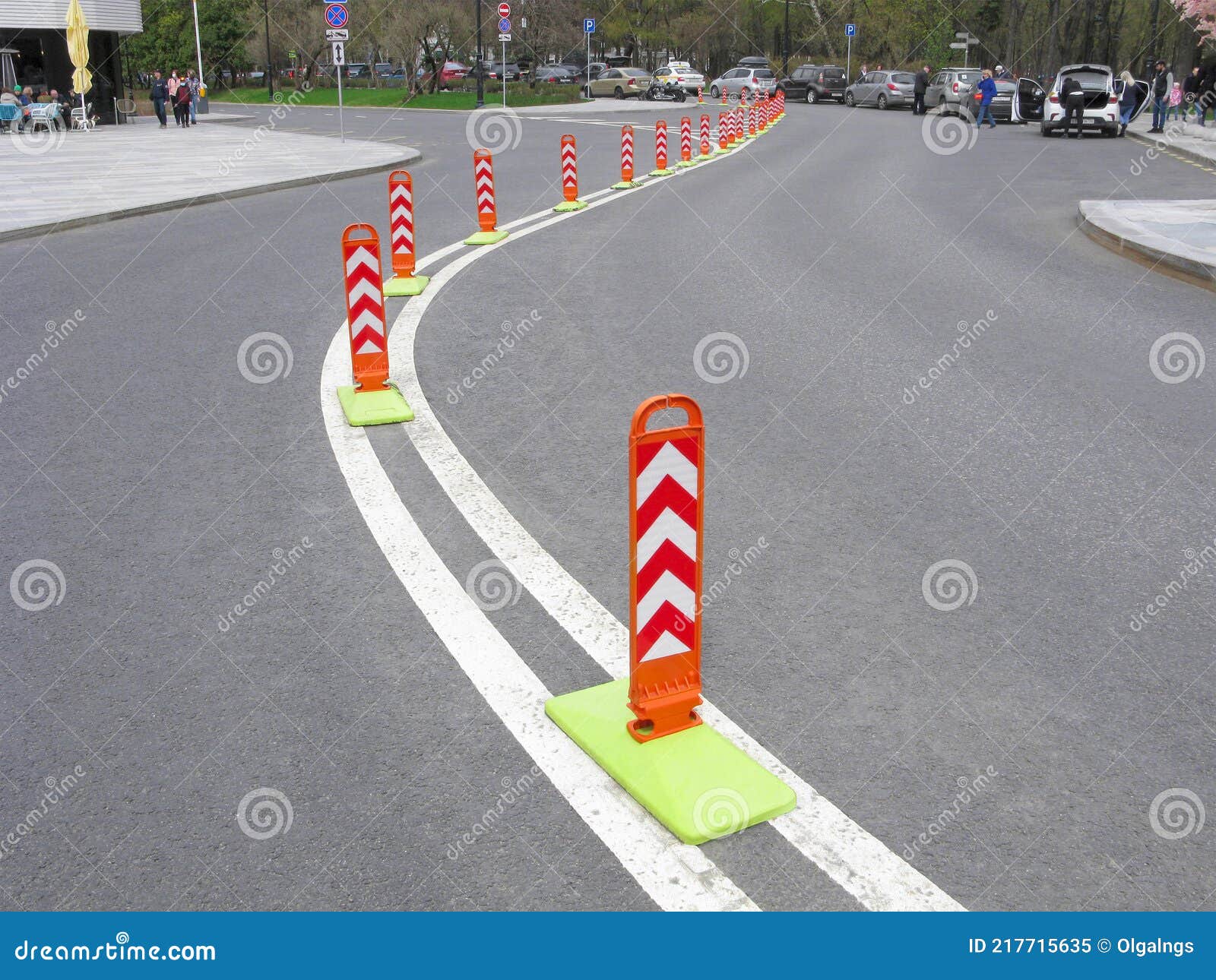 Dividing Posts on Double Line Marking of Road Editorial Image - Image ...