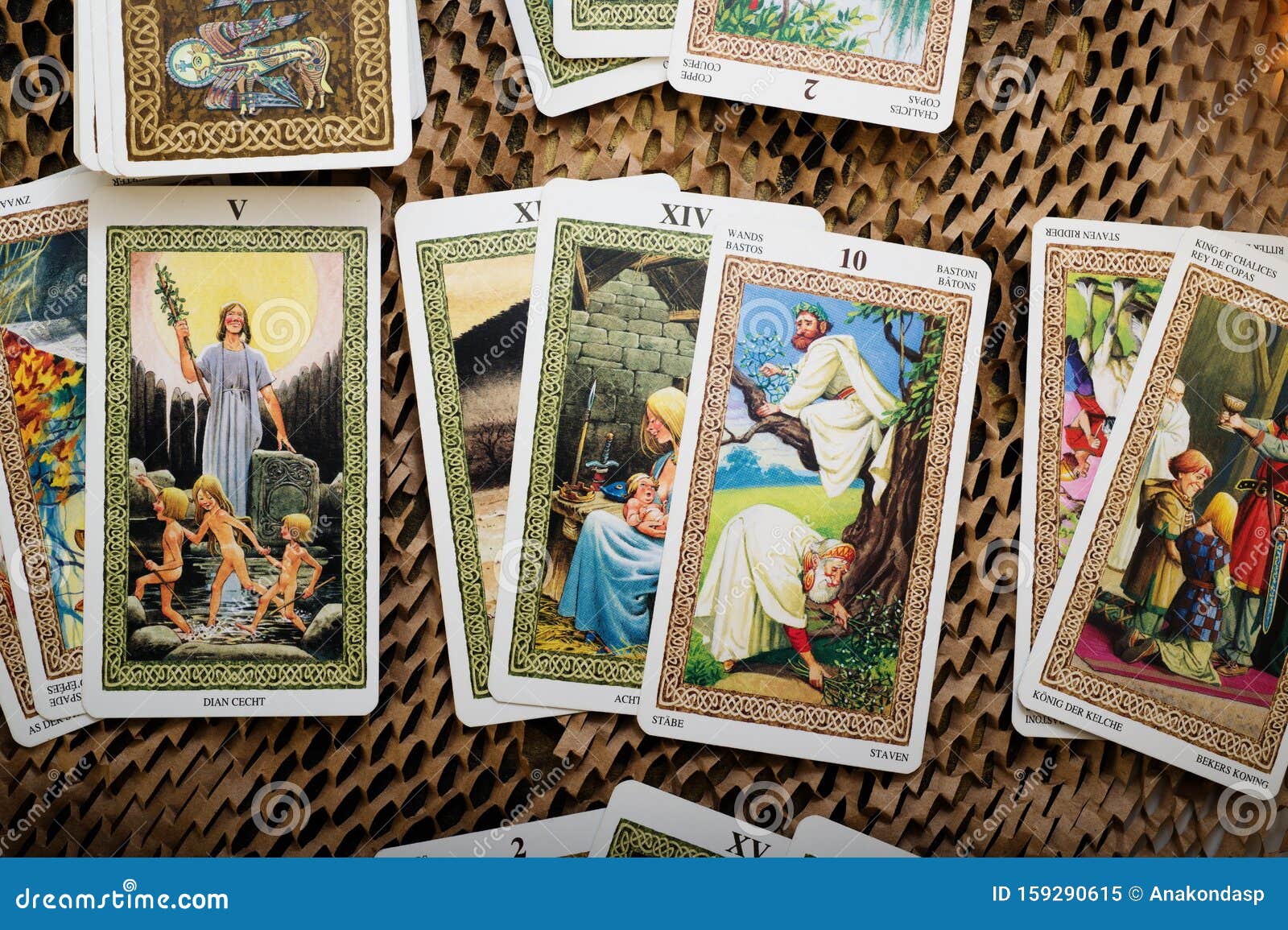 Divination Card Tarot Set Up. Close Up Stock Image - Image of predict ...