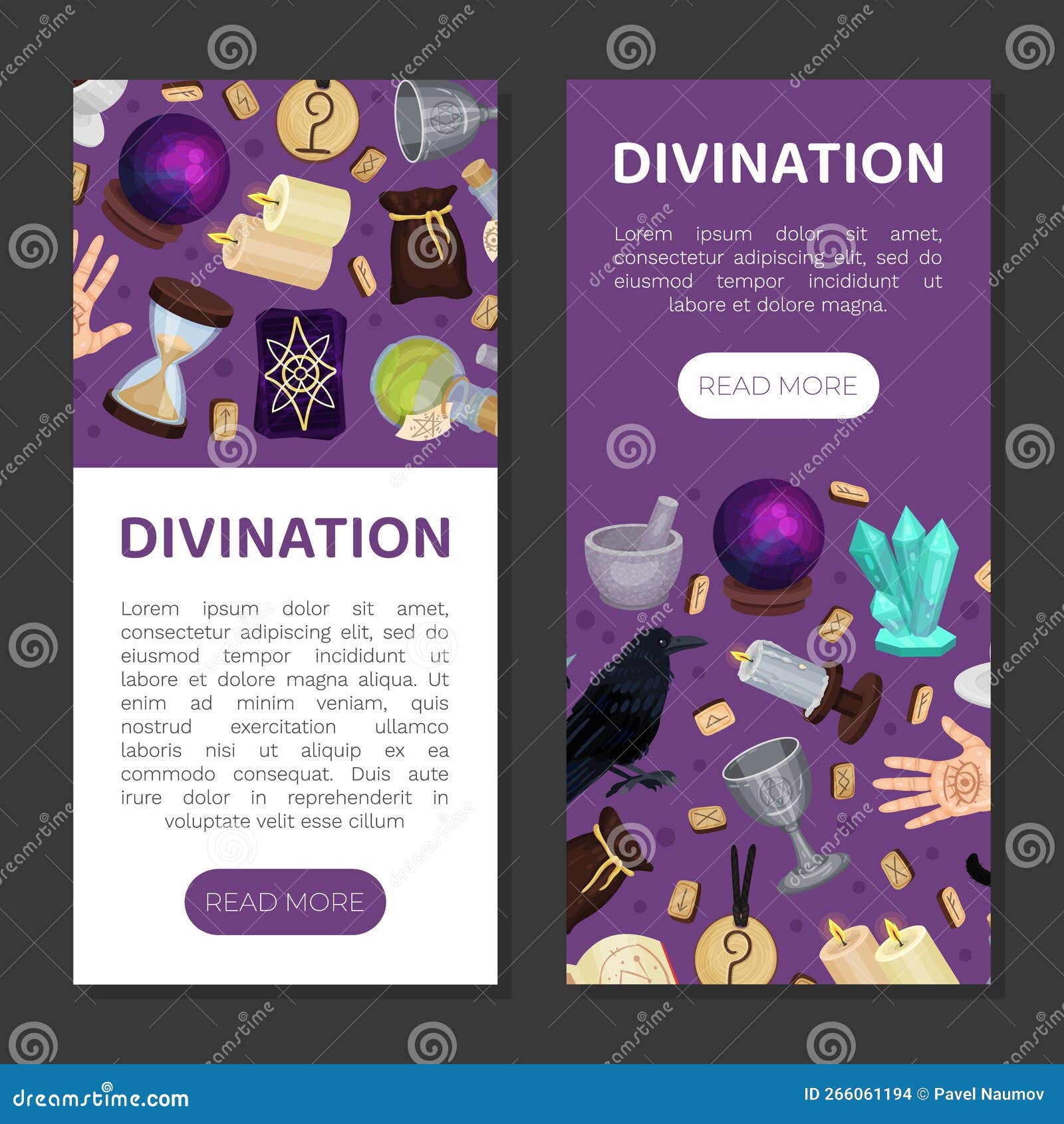 Divination and Fortune Telling Banner Design with Magic Symbols Vector ...