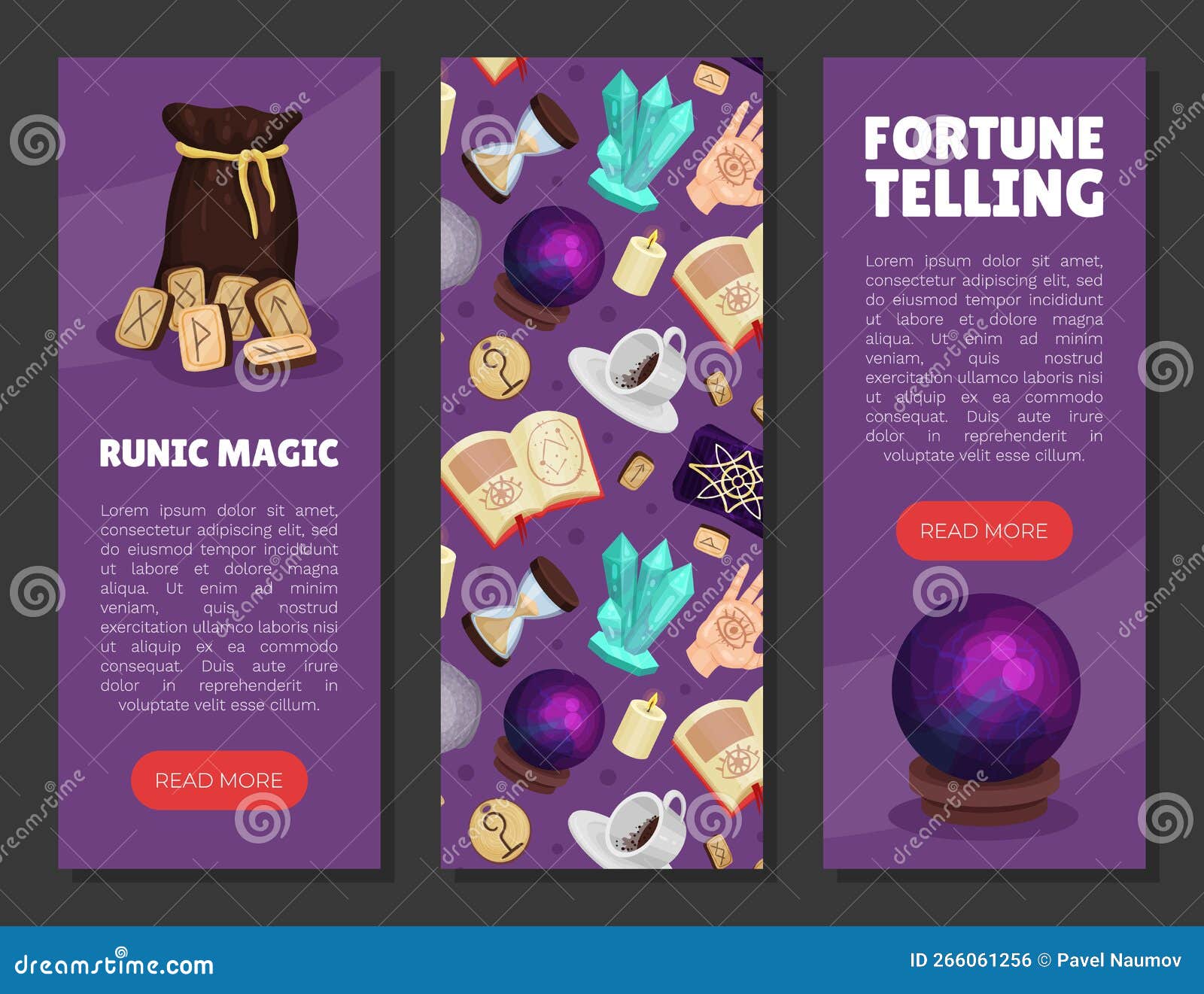 Divination and Fortune Telling Banner Design with Magic Symbols Vector ...
