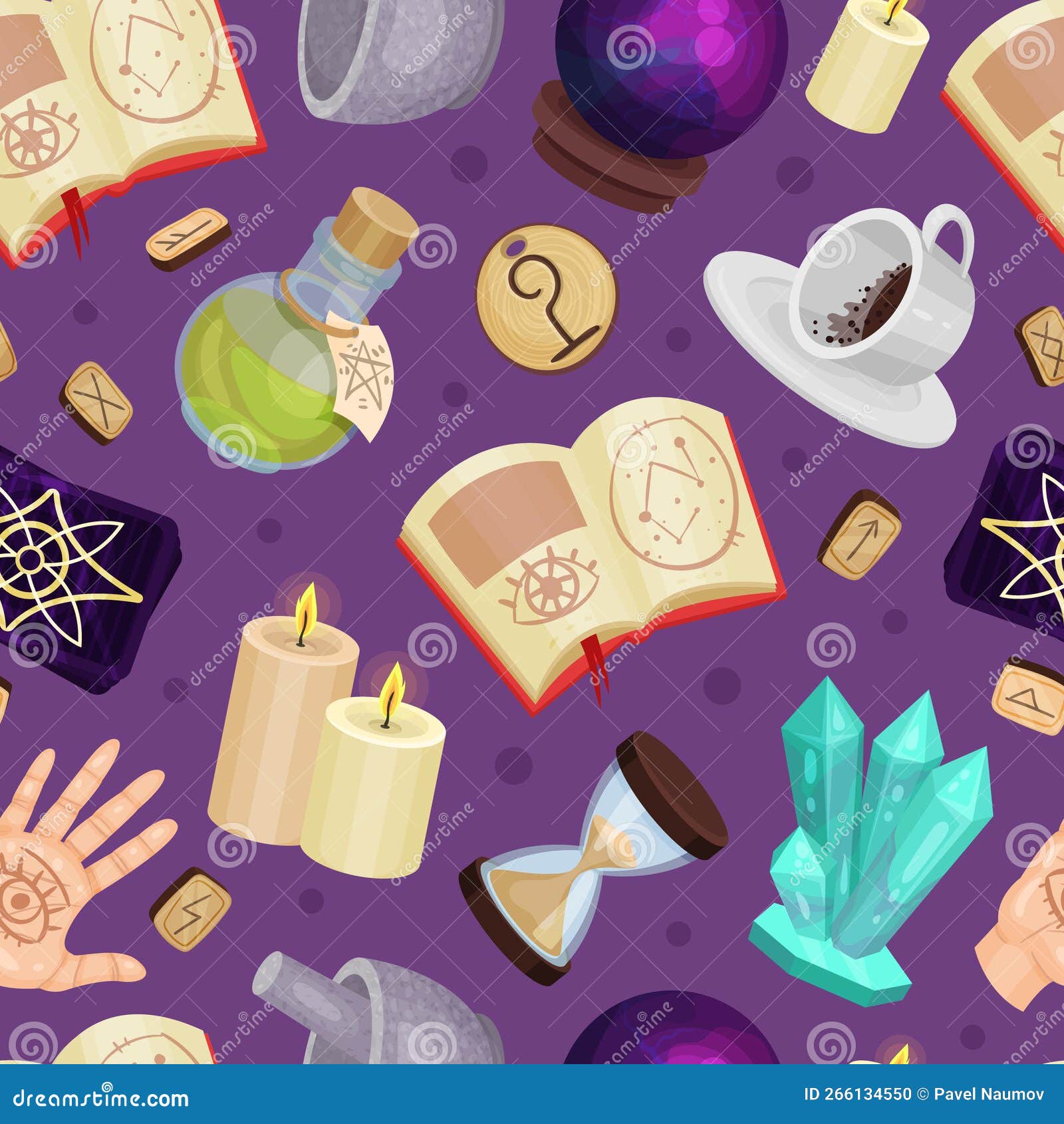 Divination and Fortune Telling Seamless Pattern with Magic Symbols ...
