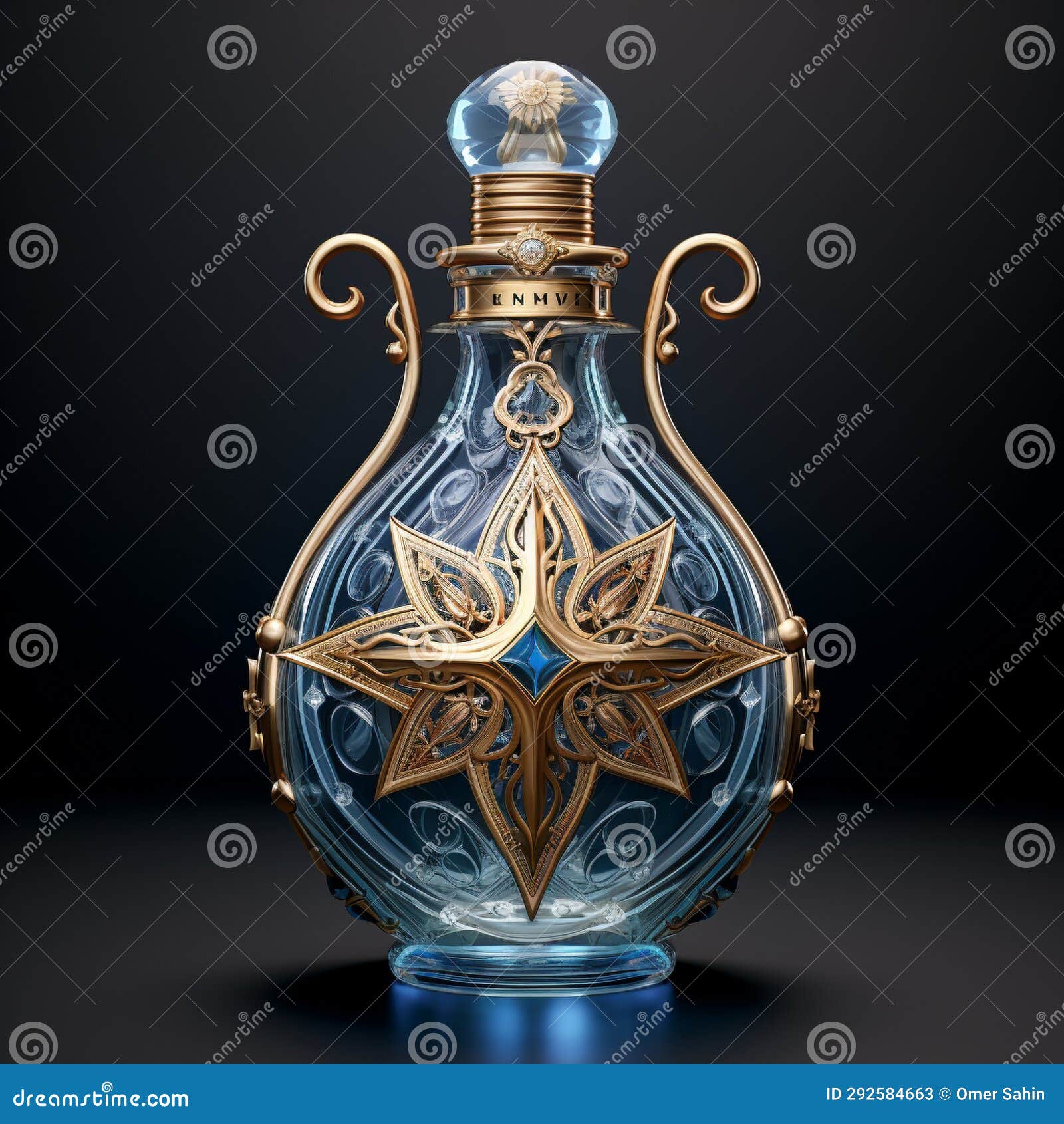 Divine Elixir Bottle with Celestial Symbolism and Musical Instruments ...