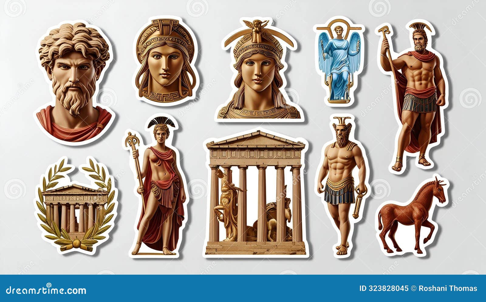 Divine Legends Greek Mythology Sticker Set Stock Illustration ...