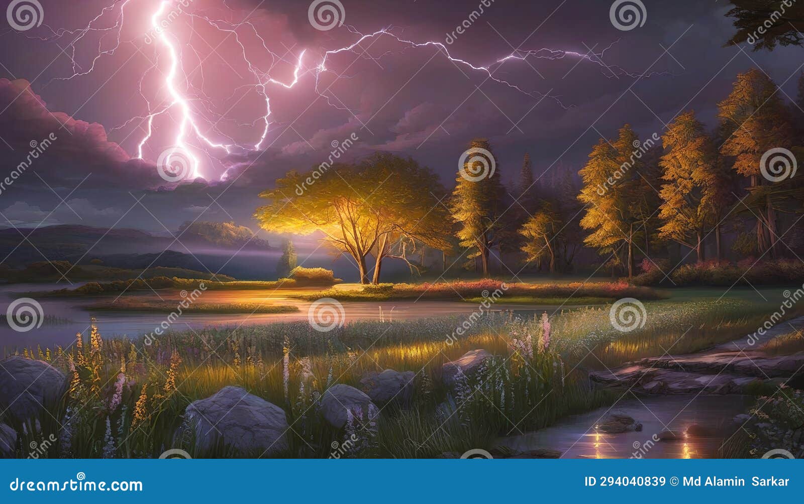 Divine lightnings stock illustration. Illustration of rainbow - 294040839