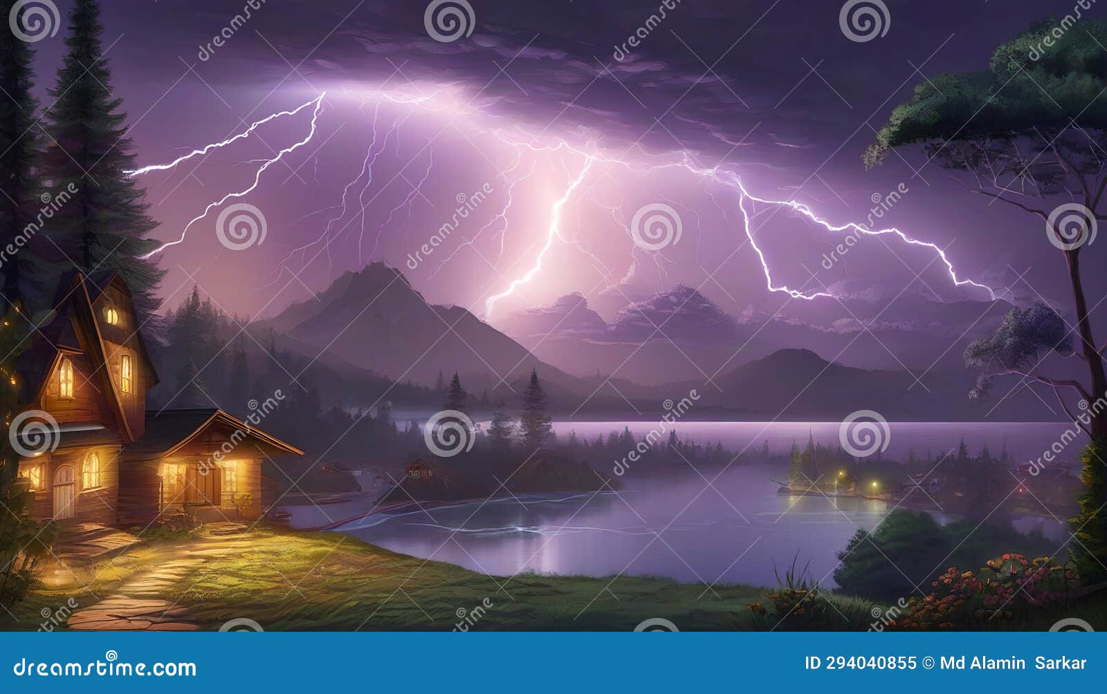 Divine lightnings stock illustration. Illustration of rainbow - 294040855