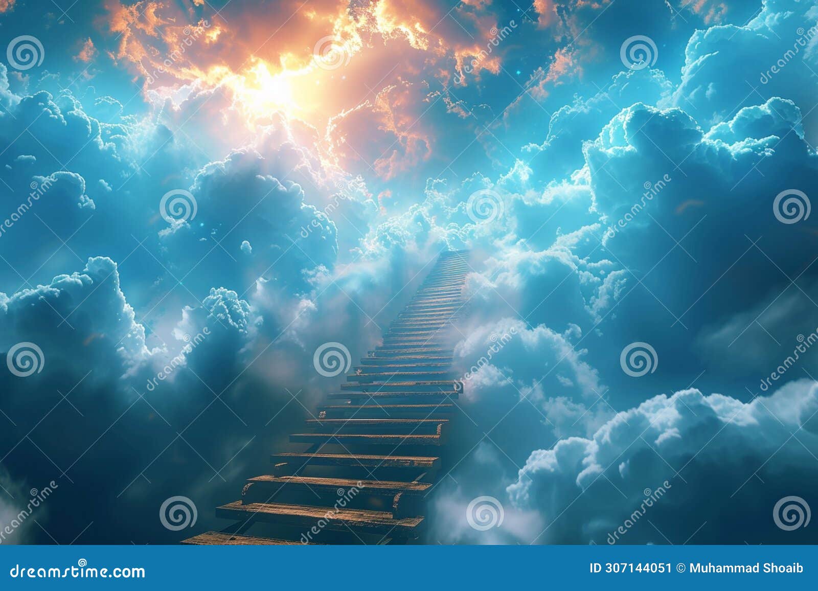 Divine Pathway Stairs in Sky Represent Ascent Toward Celestial Realms ...