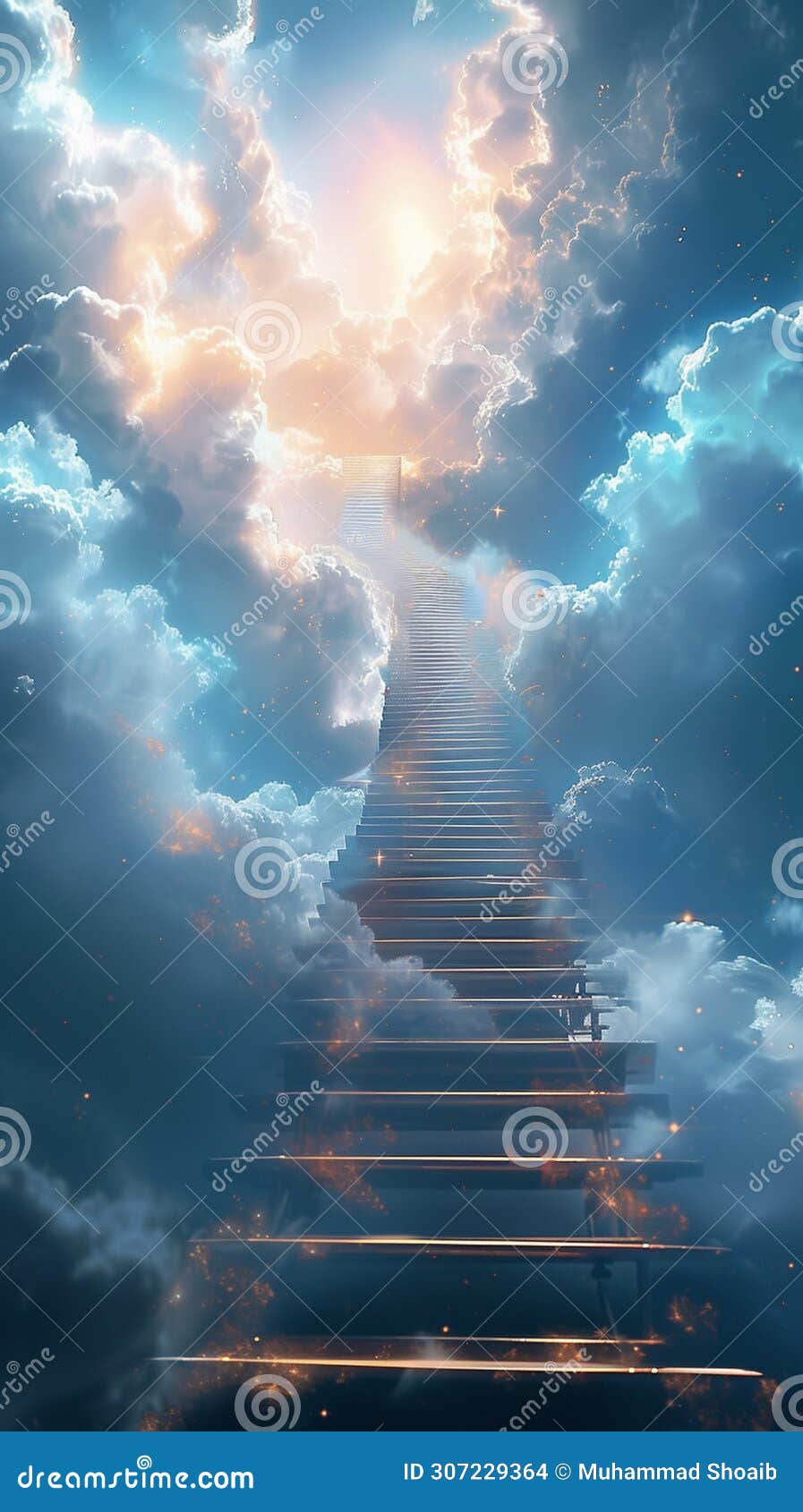 Divine Pathway Stairs in Sky Represent Ascent Toward Celestial Realms ...