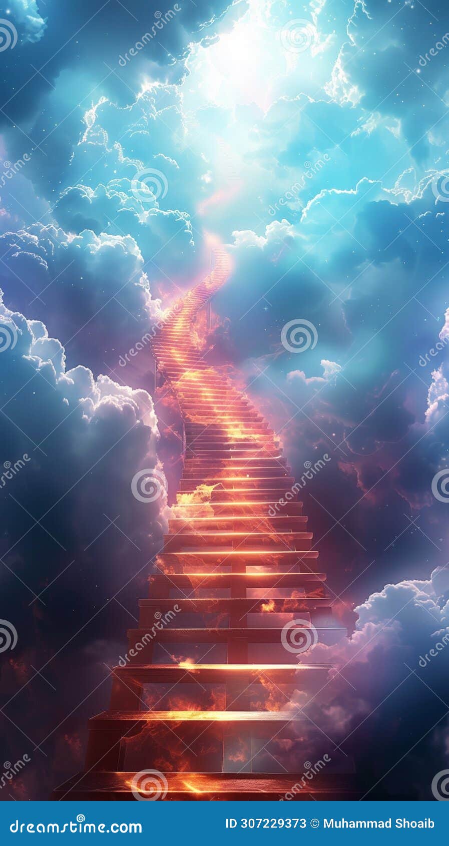 Divine Pathway Stairs in Sky Represent Ascent Toward Celestial Realms ...