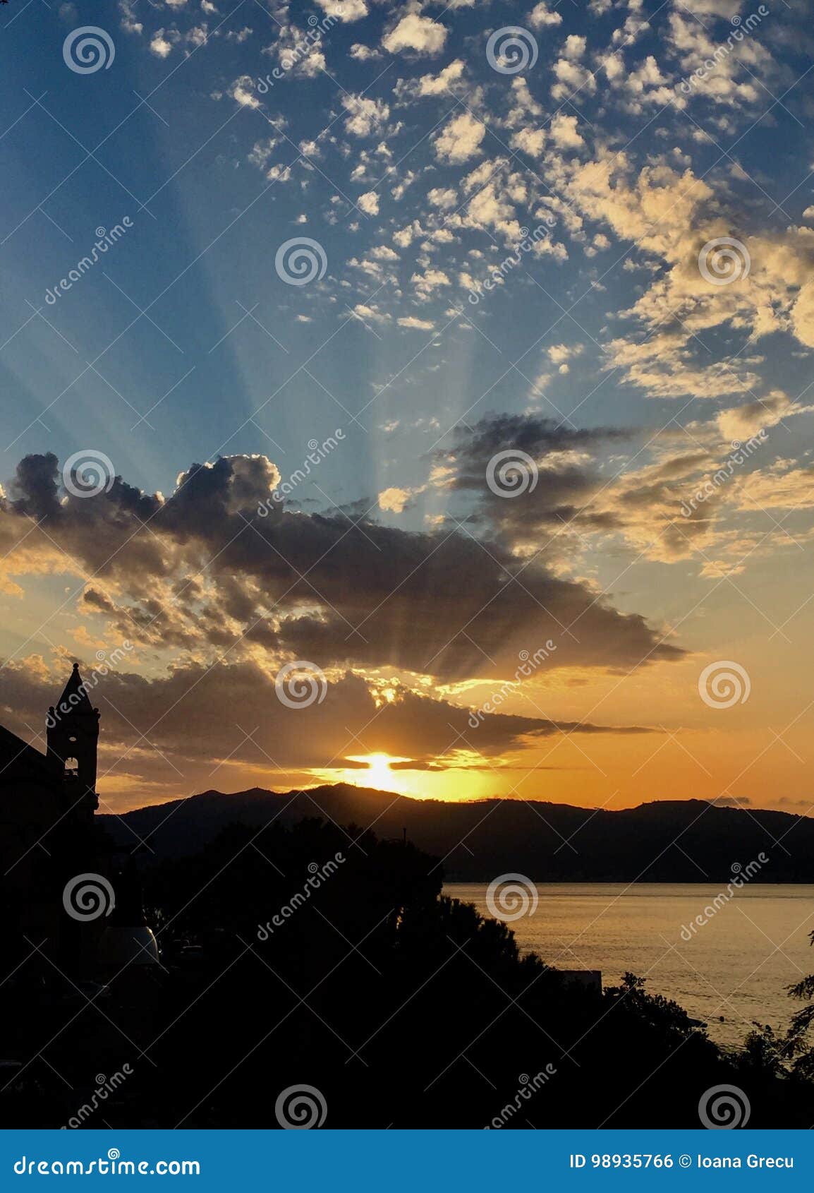 Divine Sunset With Sun Rays Royalty-Free Stock Photography ...