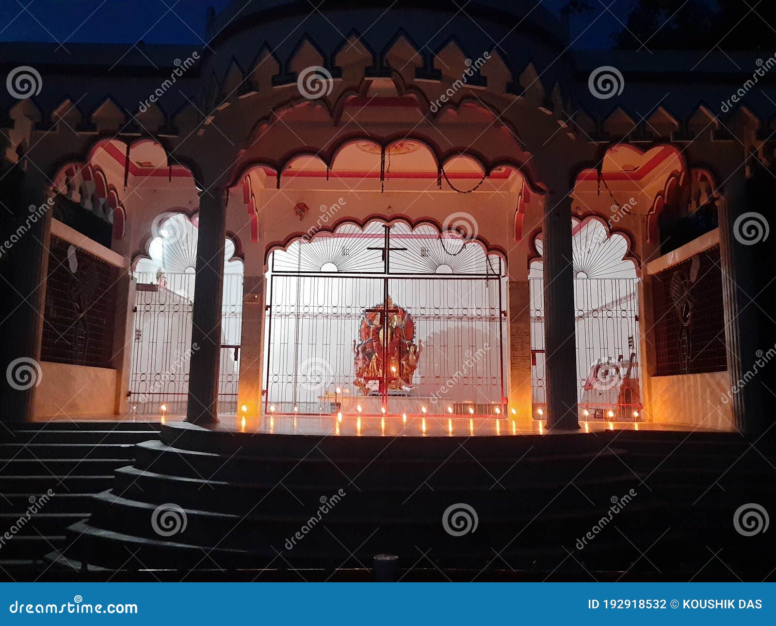 Divine Temple Stands Under Open Darky Sky Stock Photo - Image of ...