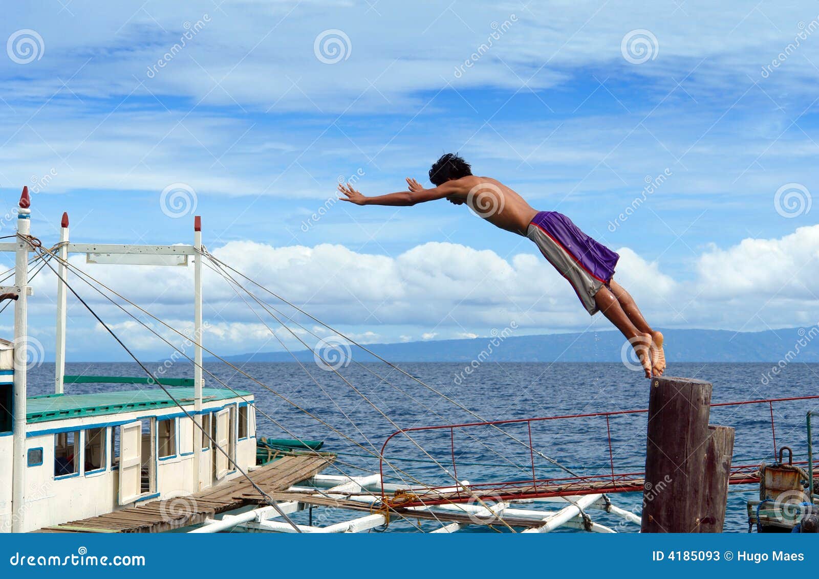 Diving Asian Boy In Port Editorial Stock Photo - Image: 4185093