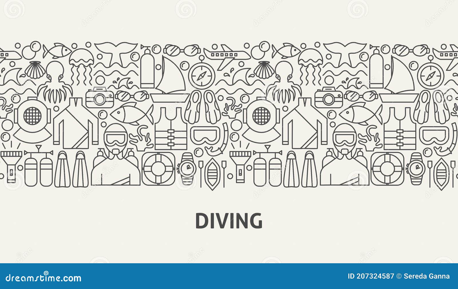 Diving Banner Concept stock illustration. Illustration of watch - 207324587