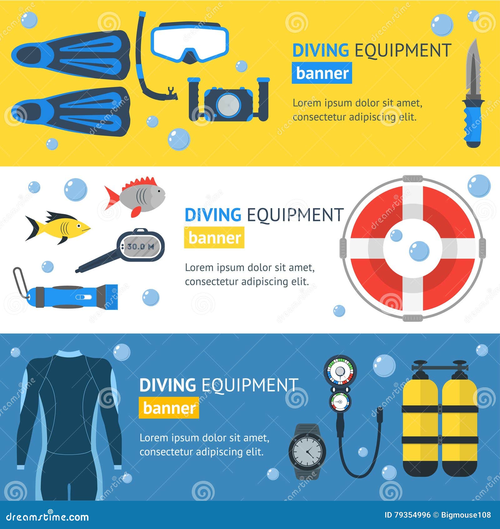 Diving Banner With Woman Scuba Diver Underwater Cartoon Vector ...