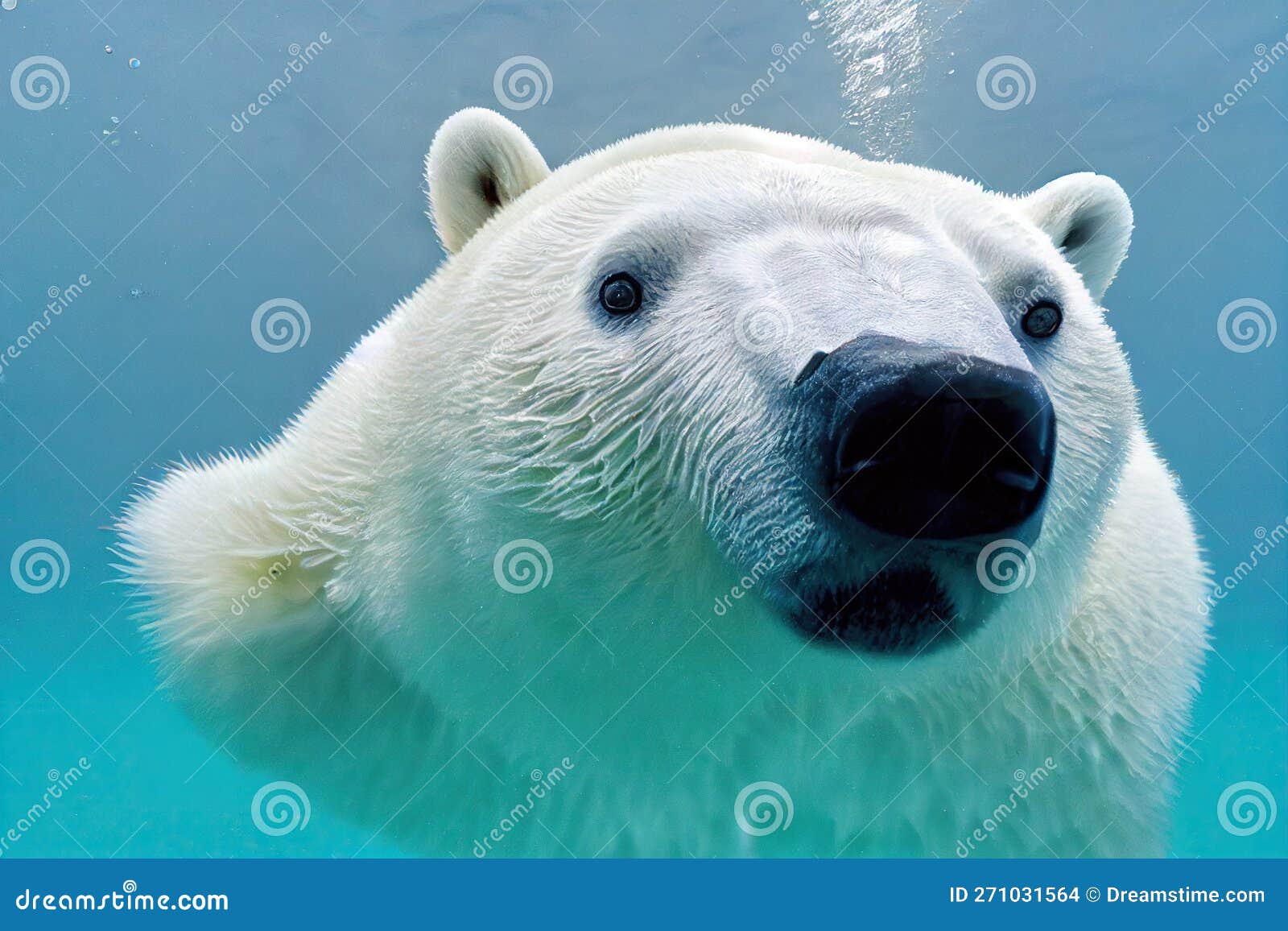 Diving Big Polar Bear Underwater with Bubbles Stock Photo - Image of ...