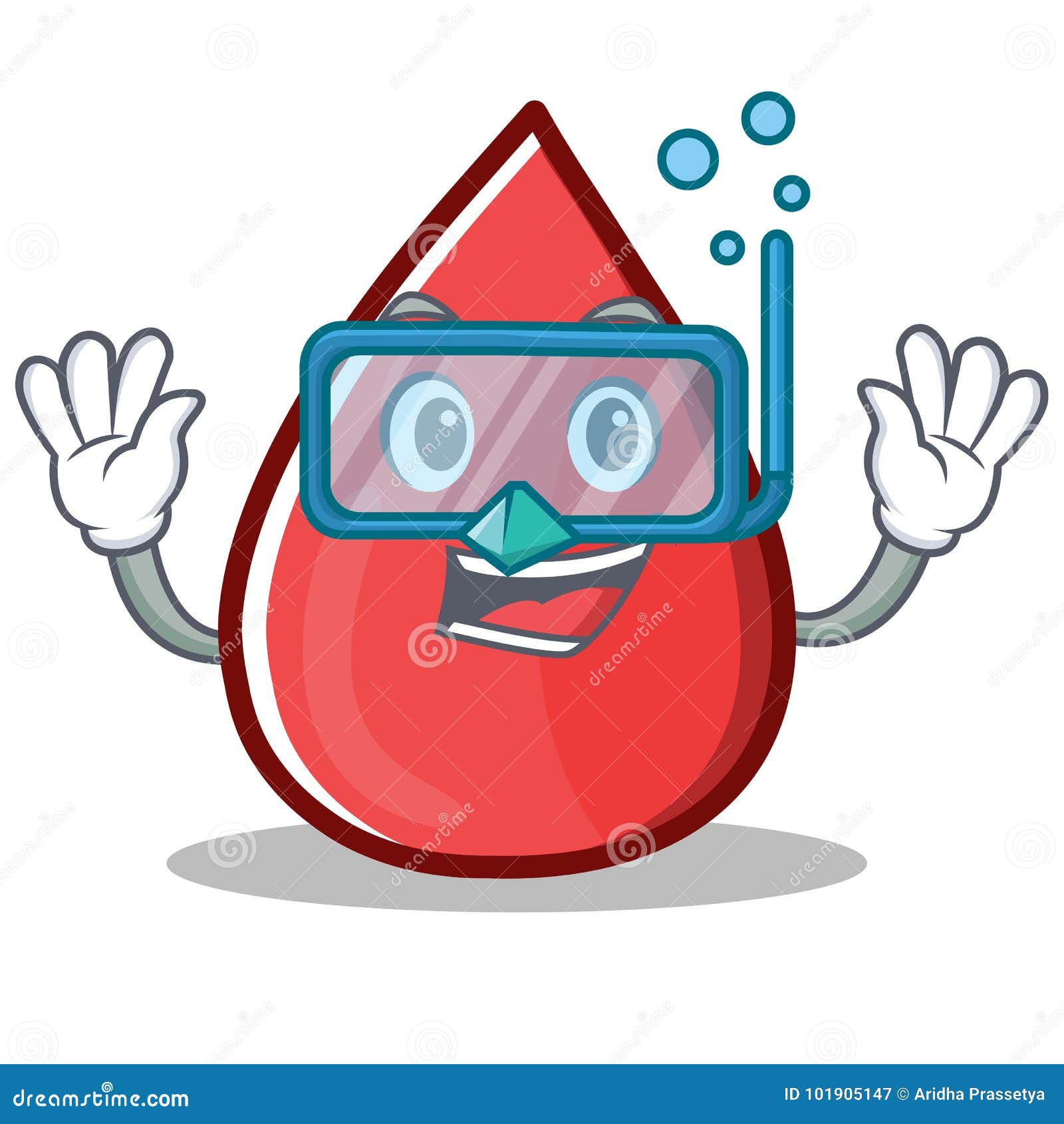 Diving Blood Drop Cartoon Mascot Character Stock Vector - Illustration ...