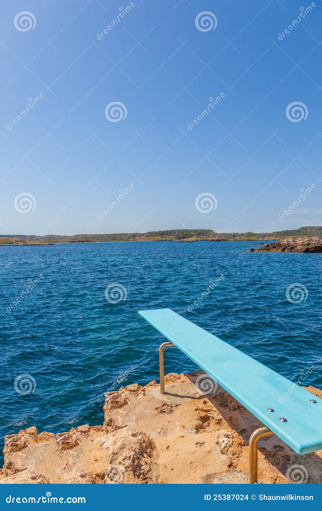 Diving board into sea stock photo. Image of minorca, clear - 25387024