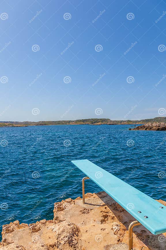 Diving board into sea stock photo. Image of minorca, clear - 25387024