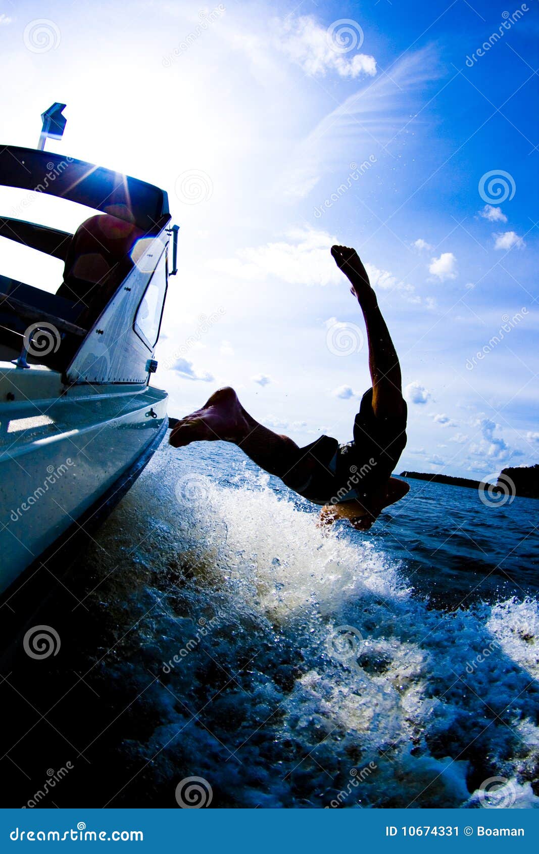 Diving from boat 4 stock image. Image of lake, boat, swim - 10674331