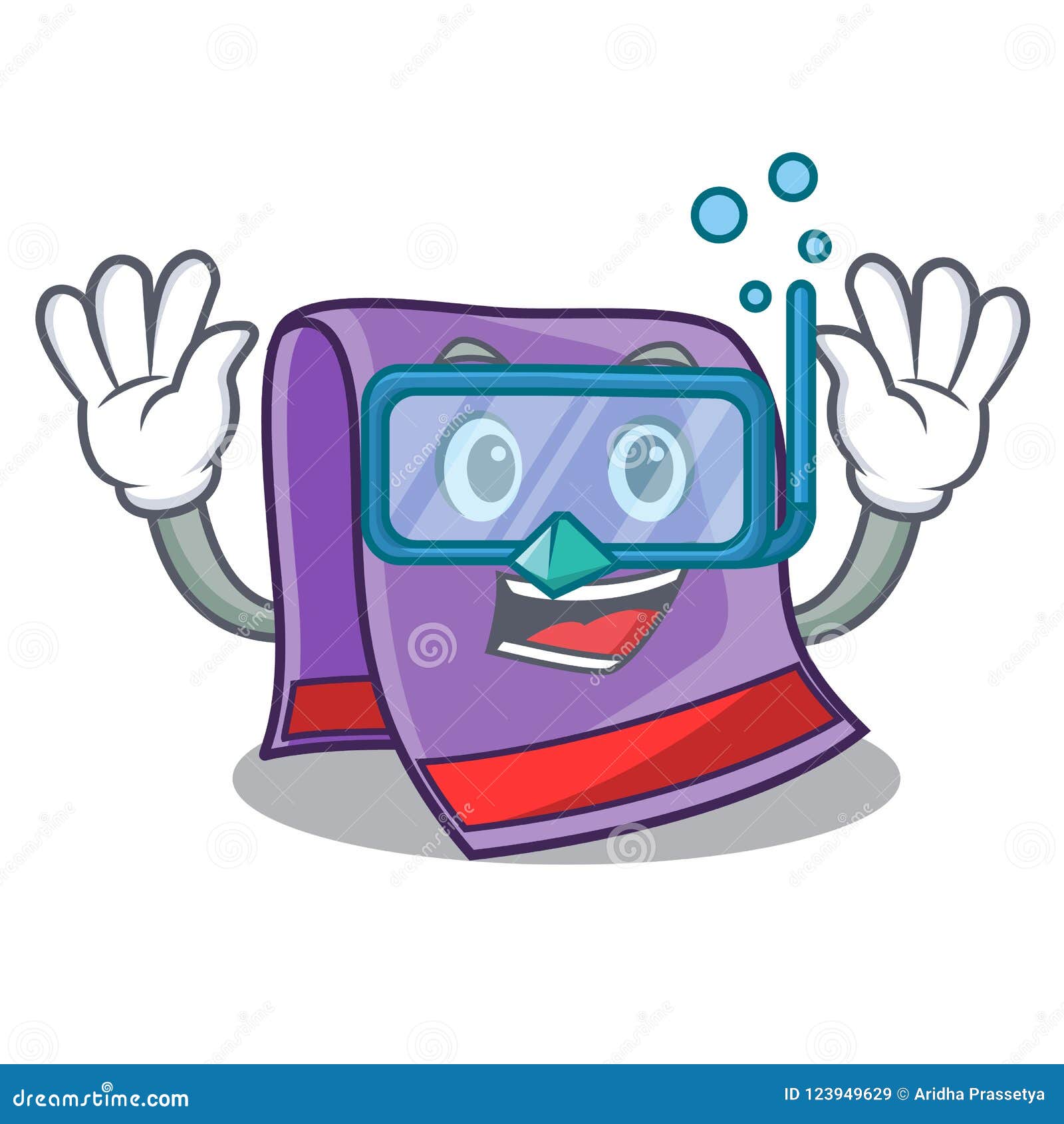 Diving Cartoon Home Kitchen Towel Stock Vector - Illustration of ...
