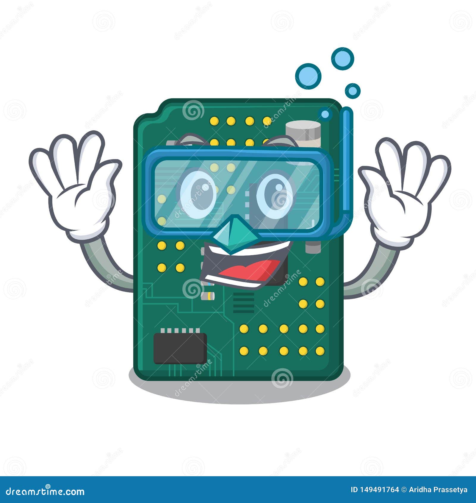Diving Circuit Board Pcb in Cartoon Shape Stock Vector - Illustration ...
