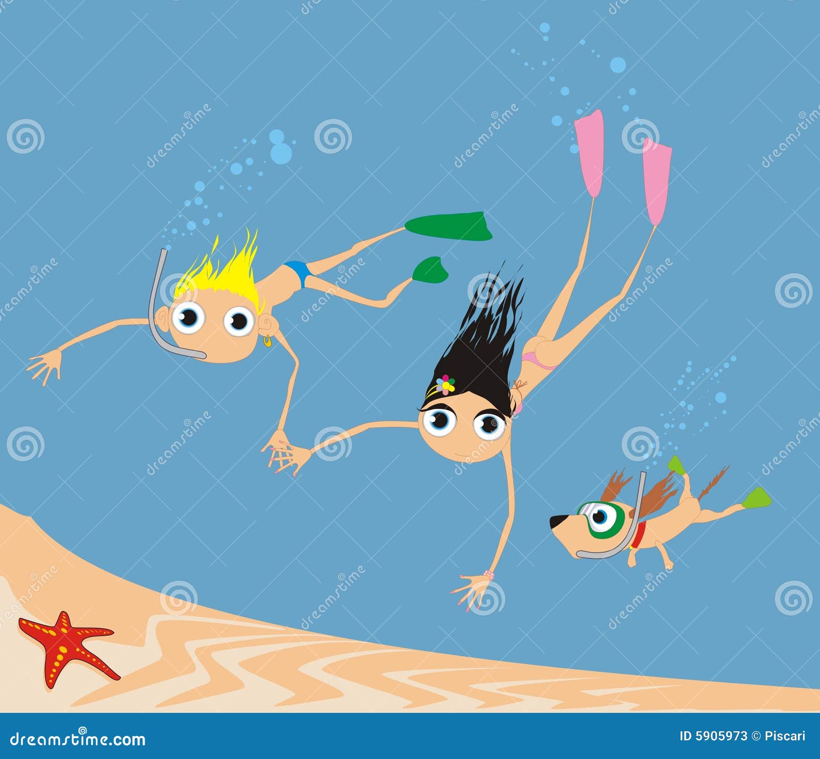 Diving with a dog stock vector. Illustration of together - 5905973